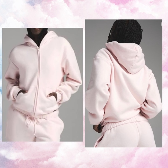 SKIMS | Jackets & Coats | Skims Fleece Classic Zip Up Hoodie Barely ...